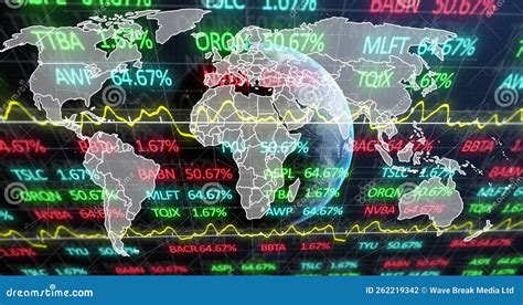 Image Of Stock Market And Data Processing With World Map And Globe On