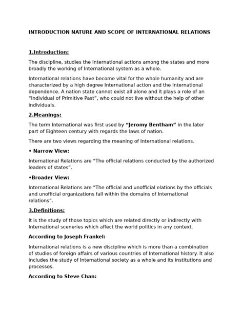 Intro To Ir 1st Lecture Pdf International Relations Market Economics