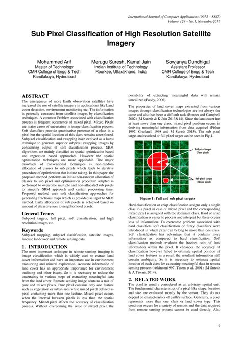 Pdf Sub Pixel Classification Of High Resolution Satellite Imagery