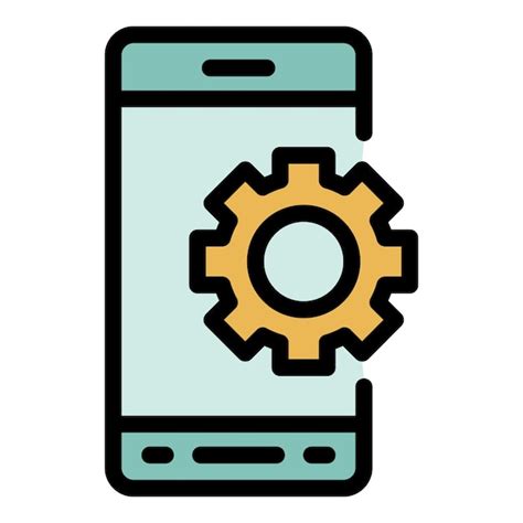 Premium Vector Smartphone Gear Wheel Icon Outline Smartphone Gear Wheel Vector Icon Color Flat