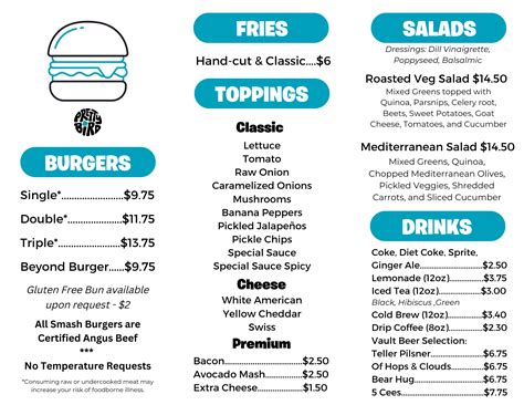 Smash Burgers Menu — Pretty Bird Coffee