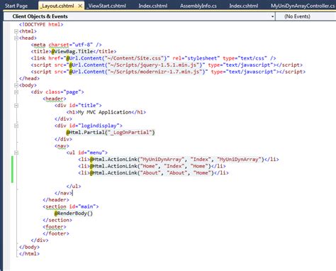 U Using UniDynArray On ASP Net MVC View Page Stack Overflow
