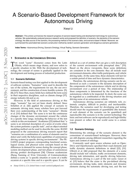 PDF A Scenario Based Development Framework For Autonomous Driving