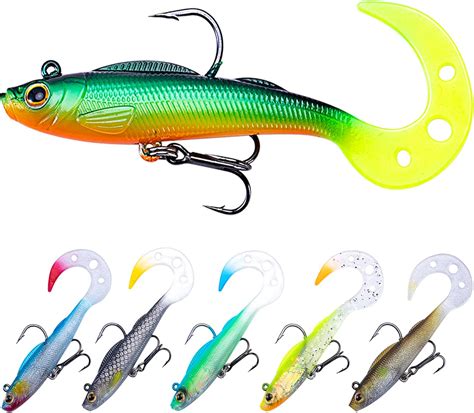 Soft Fishing Lures Pre Rigged Jig Head Swimbaits For Bass