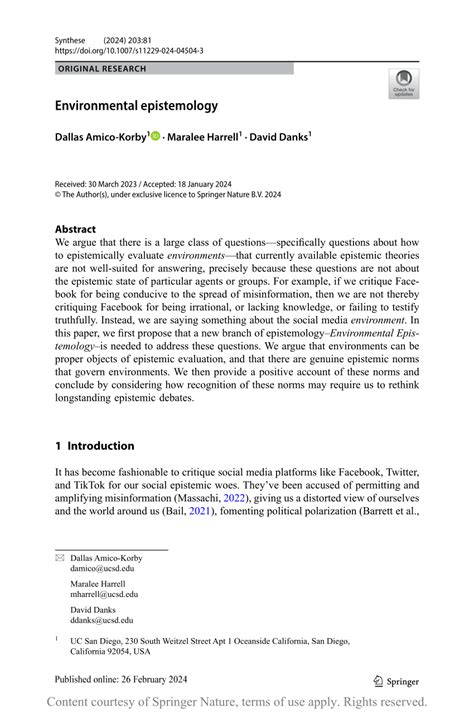 Environmental Epistemology