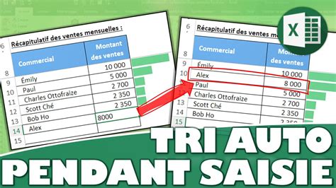 Top3 Comment Trier Des Données En Temps Réel à La Saisie Sur Excel Excel Formation