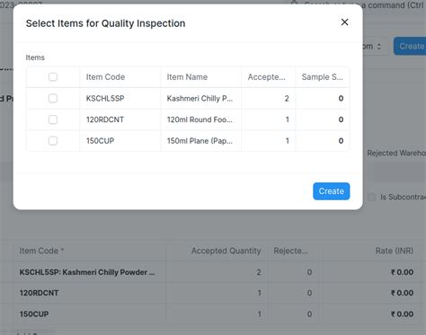 issue in the purchase receipt when create quality inspection