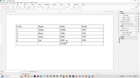 Table Functions In Libreoffice Writer Spreadsheet Youtube
