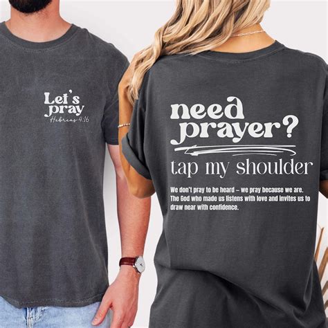 Need Prayer Tap My Shoulder Shirt Faith Based Jesus Apparel Christian