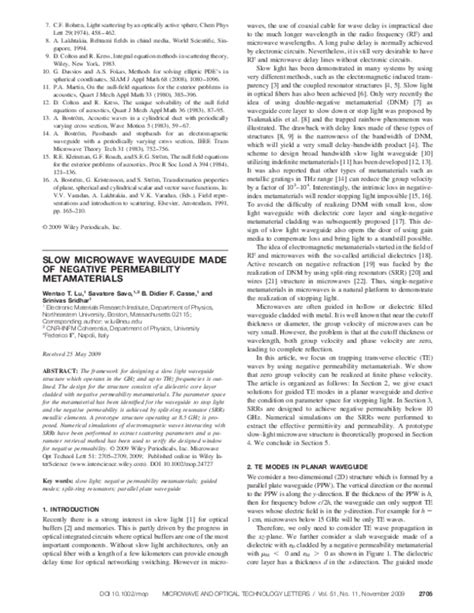 Pdf Slow Microwave Waveguide Made Of Negative Permeability Metamaterials