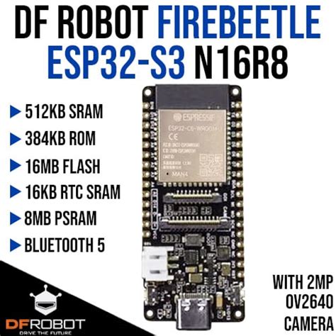 Df Robot Firebeetle Esp32 S3 N16r8 With 2mp Ov2640 Camera Micro Robotics