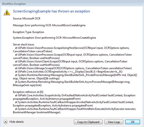 microsoft ocr giving error microsoft errorcreateengine help uipath
