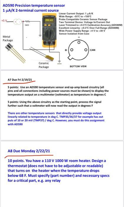 AD590 Precision Temperature Sensor 1 A K 2 Terminal Chegg Com