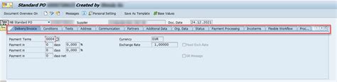 3151201 Tab Position At Mm Purchase Order Header In Me23n Sap