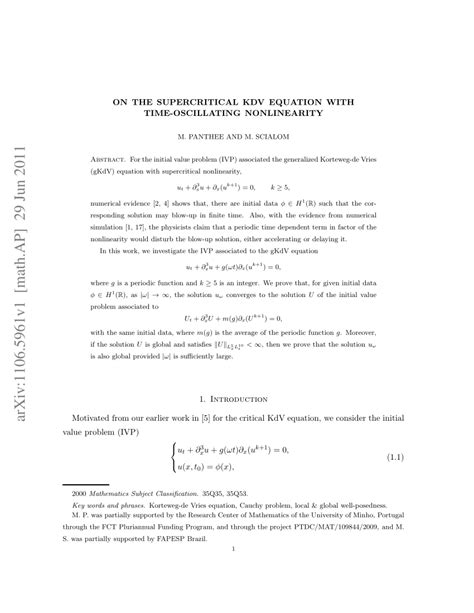 Pdf On The Critical Kdv Equation With Time Oscillating Nonlinearity