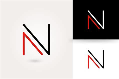 N 문자 로고 및 알파벳 디자인 서식 파일 프리미엄 벡터