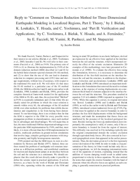 pdf domain reduction method for three dimensional earthquake modeling in localized regions
