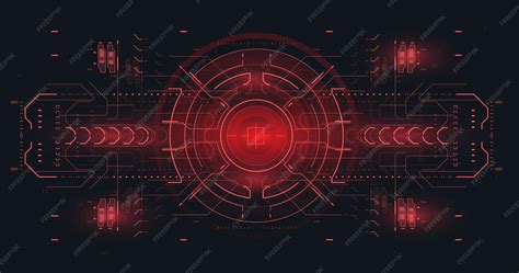 Hud 스타일의 사이버 공간 가상 현실 게임 및 앱용 헤드업 화면 빨간색 미래형 Vr 디스플레이 공상 과학 개념 디자인입니다 하이테크 프레임입니다 추상 기술
