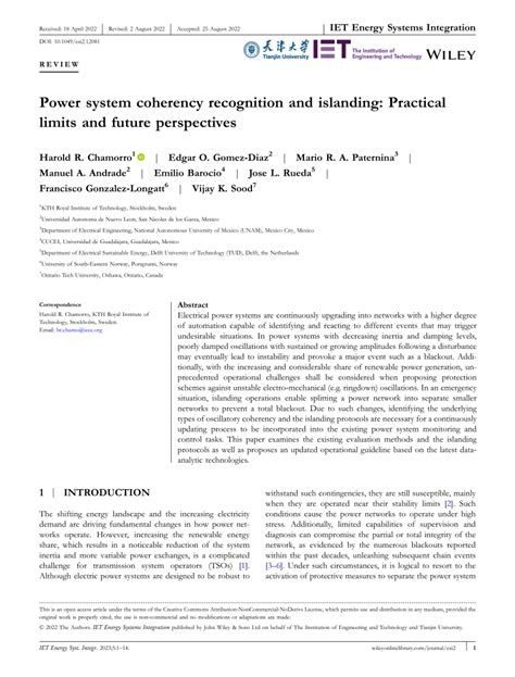 Pdf Power System Coherency Recognition And Islanding Practical Limits And Future Perspectives