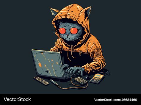 Cat Hacker Royalty Free Vector Image Vectorstock