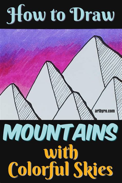How To Draw Mountains With Colorful Skies Easy Drawings For Beginners