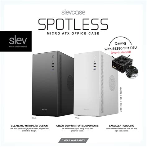Slevcase Spotless Micro Atx Office Case With Se Power Supply Shopee Malaysia