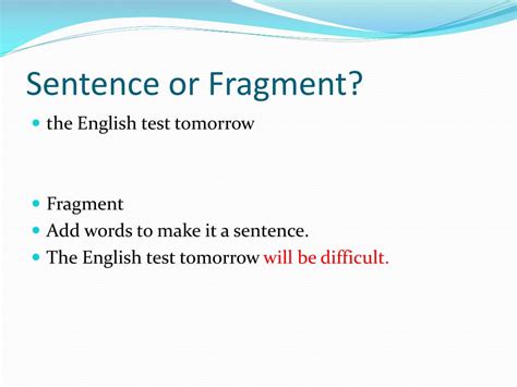 PPT Sentence Sentence Fragments PowerPoint Presentation Free Download ID