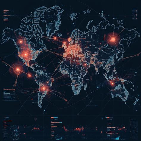 A Visual Of A Realtime Threat Map Showing Global Or Regional Security Incidents Premium Ai