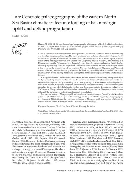 Pdf Late Cenozoic Palaeogeography Of The Eastern North Sea Basin