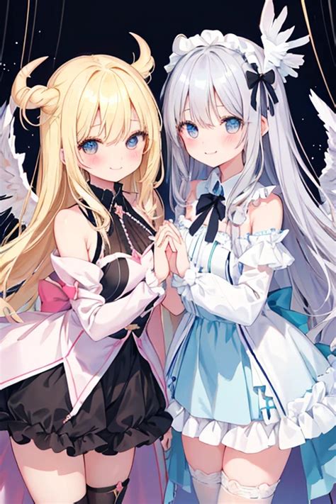 아름다운 일러스트레이션 최상의 품질 예쁜 여자아름다운 소녀、맑은 얼굴、 반 소녀、파스텔 컬러 금발의、흑발 Seaart Ai