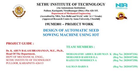 Design Of Automatic Seed Sowing Machine Using Iot Pptx
