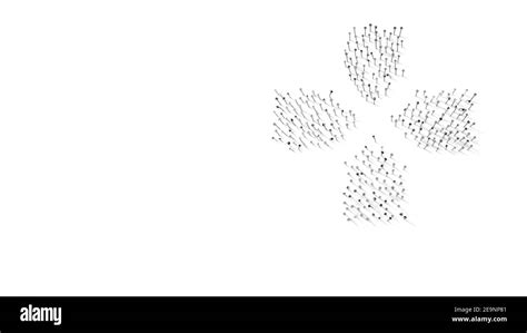 3d Rendering Of Nails In Shape Of Symbol Of Cross From Four Arrows With Central Direction With