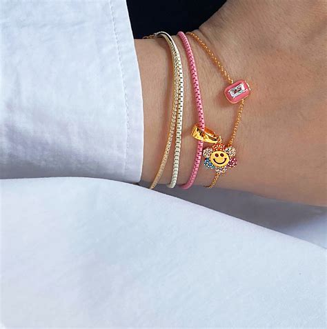 꽃 플라워 스마일 컬러 무지개 레인보우 해바라기 데이지 지르코니아 파베 큐빅 동전 라운드 볼륨 볼드 펜던트 참 팔찌