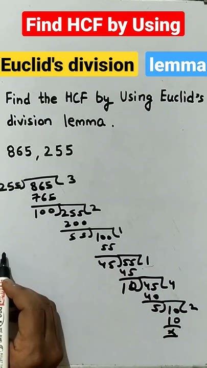 find the hcf by using euclid s division lemma realnumbers maths shorts youtube