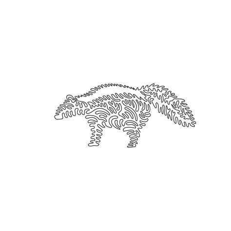 Single Swirl Continuous Line Drawing Of Funny Skunk Abstract Art