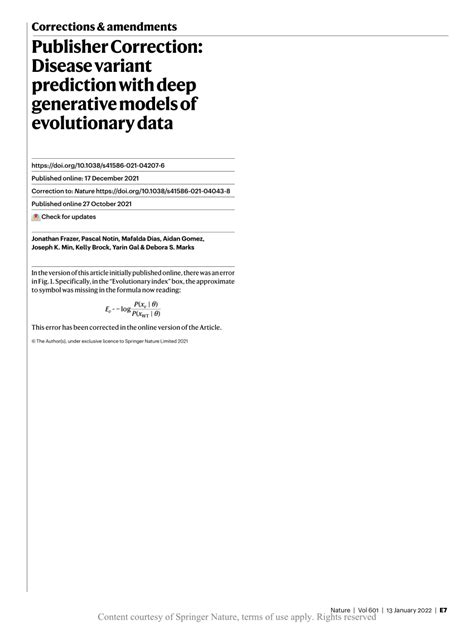 Publisher Correction Disease Variant Prediction With Deep Generative Models Of Evolutionary Data