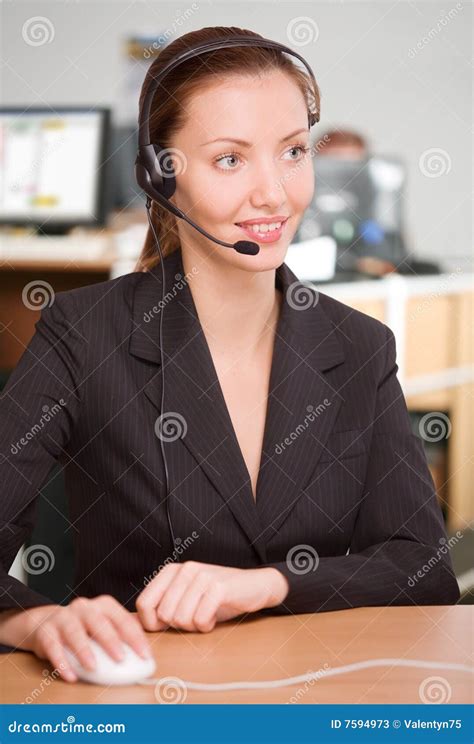 Girl Telephone Operator Stock Image Image Of Customer 7594973