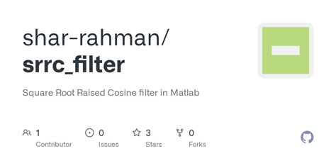 Github Shar Rahmansrrcfilter Square Root Raised Cosine Filter In