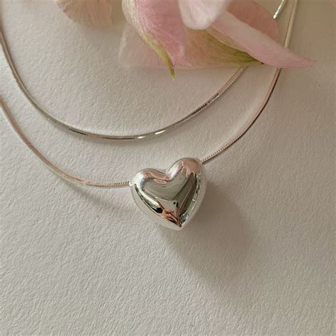 유에이블 925 실버 모브 하트 뱀줄 체인 목걸이 위시버킷