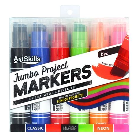 Jumbo Chisel Tip Markers Classic And Neon Colors