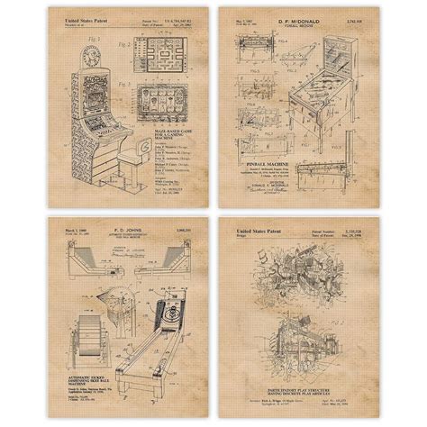 چاپ پوستر حق اختراع ماجراجویی بازی‌های آرکید قدیمی، مجموعه 4 عکس 10×8