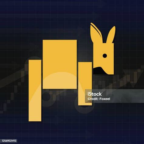 주식 시장 벡터에 캥거루 기호 추상적 배경에 펀드 외환 또는 상품 가격 차트 노란색 캥거루 촛불 스틱 그래프 차트 민감한 투자