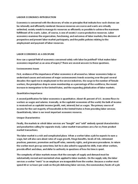 Labour Economics Pg Pdf Labour Economics Economics