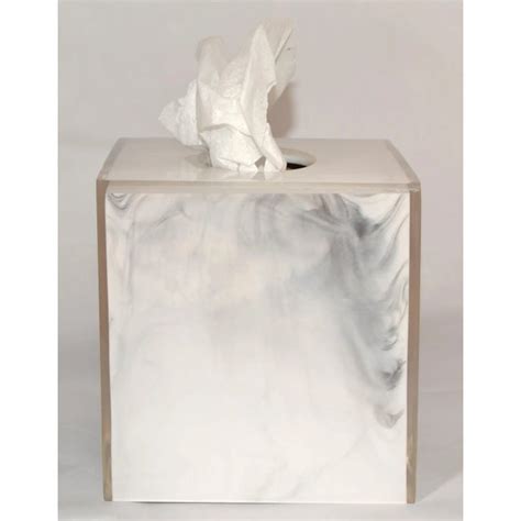 Vintage White Marble Lucite Encased Tissue Box Cover Chairish