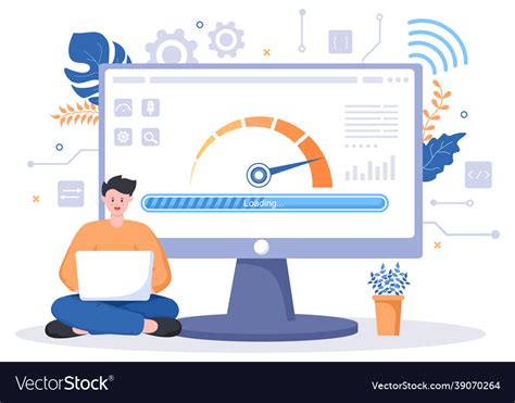 Website Loading Speed Optimization With Server Vector Image