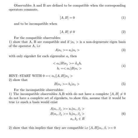 solved observables a and b are defined to be compatible when