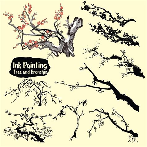 Ink Brush Tree Branch Clipart Inkbrush Tree Clipart Tree Etsy