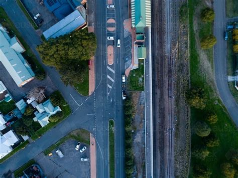 Image Of Overhead Aerial View Of Train Station In Singleton Austockphoto