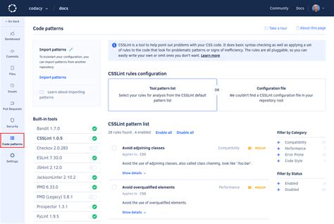 Configuring Code Patterns Codacy Docs