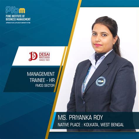 Pibm Congratulates Ms Priyanka Roy For Getting Placed At Desai